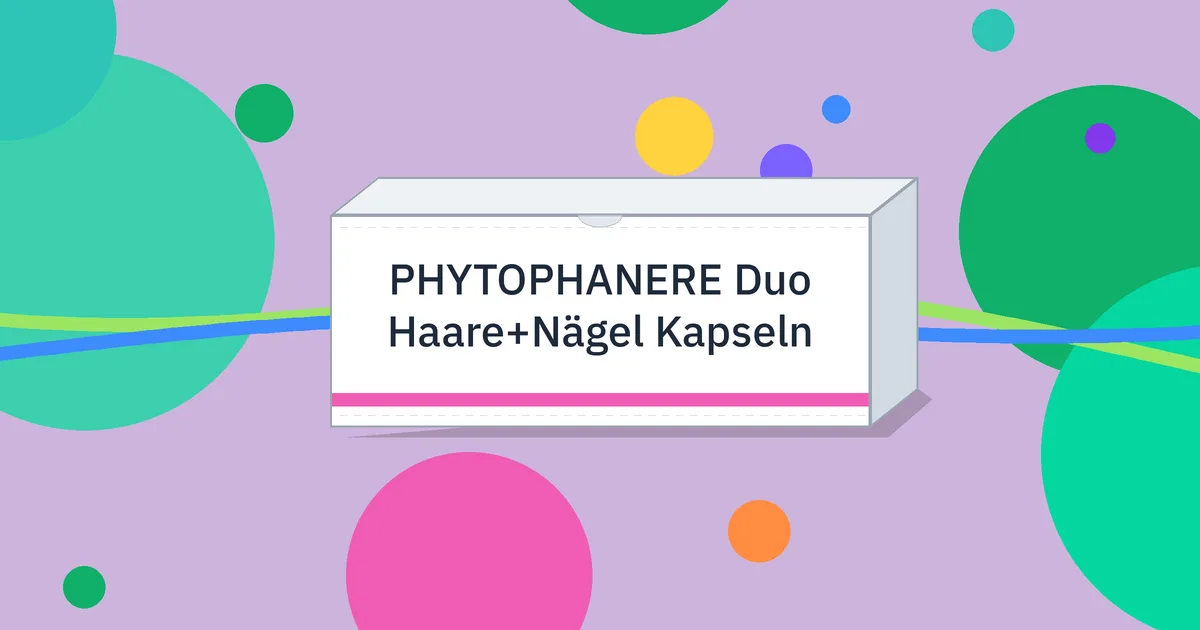 Symbolbild: Packung mit der Aufschrift PHYTOPHANERE Duo Haare+Nägel Kapseln (PZN 19179941) – Verfügbarkeit und Bezug in Apotheken in Frankfurt am Main