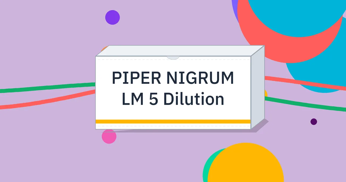 Symbolbild: Packung mit der Aufschrift PIPER NIGRUM LM 5 Dilution (PZN 13644756) – Verfügbarkeit und Bezug in Apotheken in Frankfurt am Main