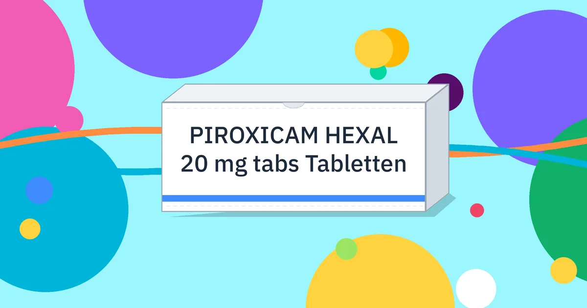 Symbolbild: Packung mit der Aufschrift PIROXICAM HEXAL 20 mg tabs Tabletten (PZN 03411933) – Verfügbarkeit und Bezug in Apotheken in Frankfurt am Main