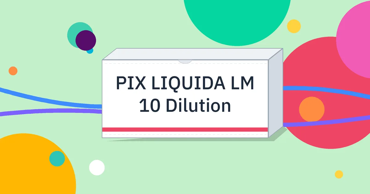 Symbolbild: Packung mit der Aufschrift PIX LIQUIDA LM 10 Dilution (PZN 13646212) – Verfügbarkeit und Bezug in Apotheken in Frankfurt am Main