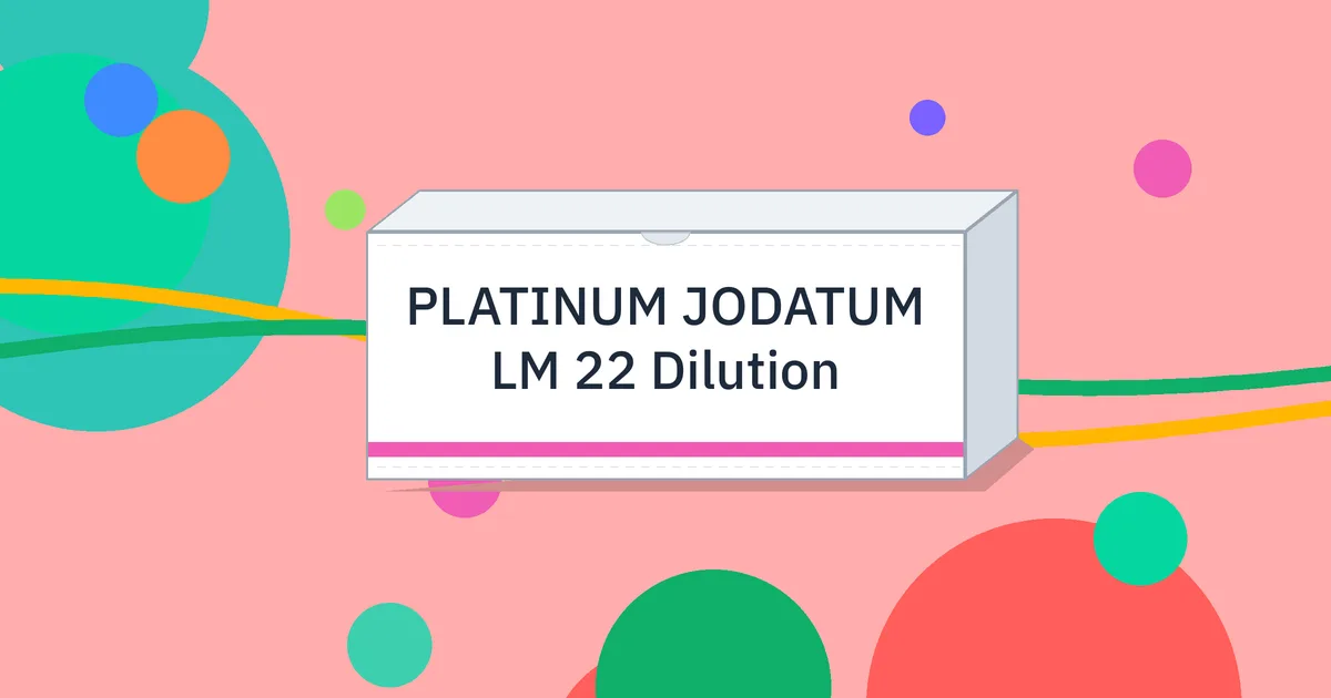 Symbolbild: Packung mit der Aufschrift PLATINUM JODATUM LM 22 Dilution (PZN 13647714) – Verfügbarkeit und Bezug in Apotheken in Frankfurt am Main