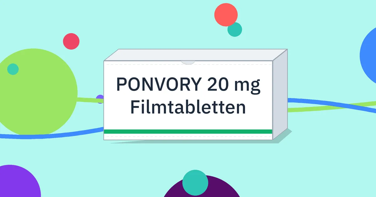 Symbolbild: Packung mit der Aufschrift PONVORY 20 mg Filmtabletten (PZN 18874343) – Verfügbarkeit und Bezug in Apotheken in Frankfurt am Main