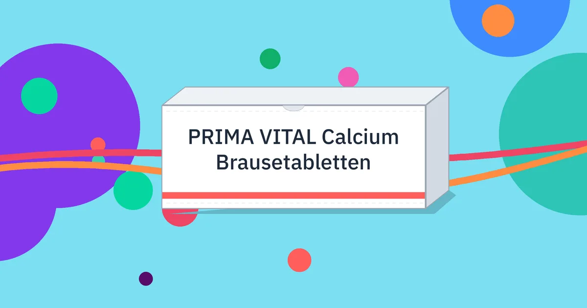 Symbolbild: Packung mit der Aufschrift PRIMA VITAL Calcium Brausetabletten (PZN 02944863) – Verfügbarkeit und Bezug in Apotheken in Frankfurt am Main