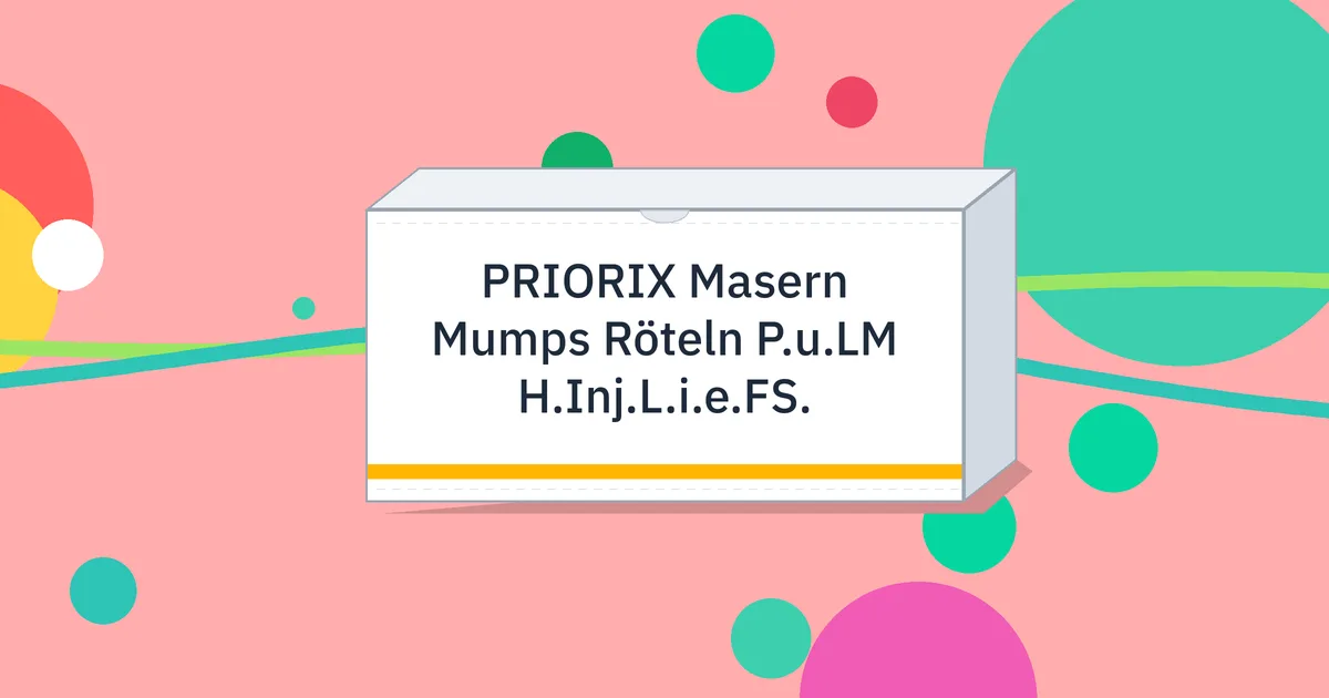 Symbolbild: Packung mit der Aufschrift PRIORIX Masern Mumps Röteln P.u.LM H.Inj.L.i.e.FS. (PZN 15629749) – Verfügbarkeit und Bezug in Apotheken in Frankfurt am Main