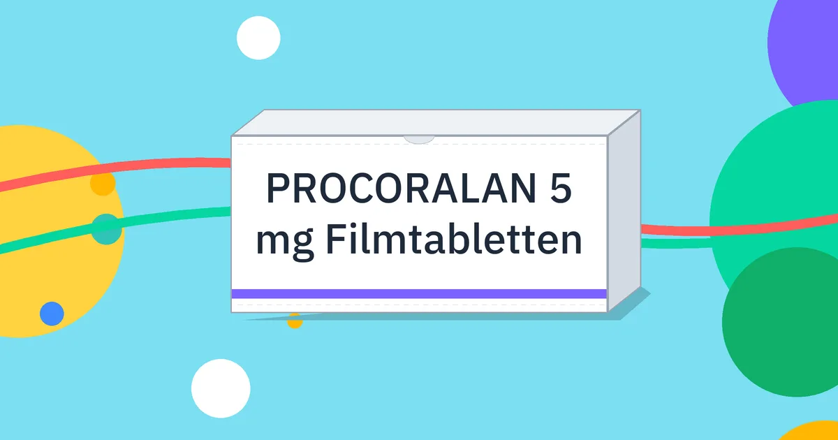 Symbolbild: Packung mit der Aufschrift PROCORALAN 5 mg Filmtabletten (PZN 03879151) – Verfügbarkeit und Bezug in Apotheken in Frankfurt am Main