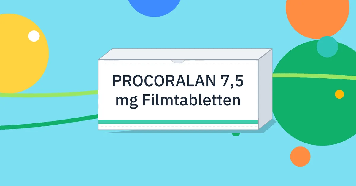 Symbolbild: Packung mit der Aufschrift PROCORALAN 7,5 mg Filmtabletten (PZN 06441403) – Verfügbarkeit und Bezug in Apotheken in Frankfurt am Main