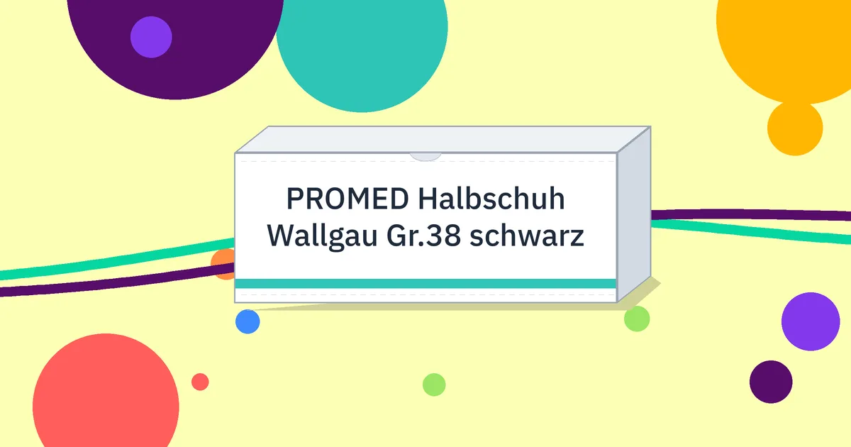 Symbolbild: Packung mit der Aufschrift PROMED Halbschuh Wallgau Gr.38 schwarz (PZN 14349114) – Verfügbarkeit und Bezug in Apotheken in Frankfurt am Main