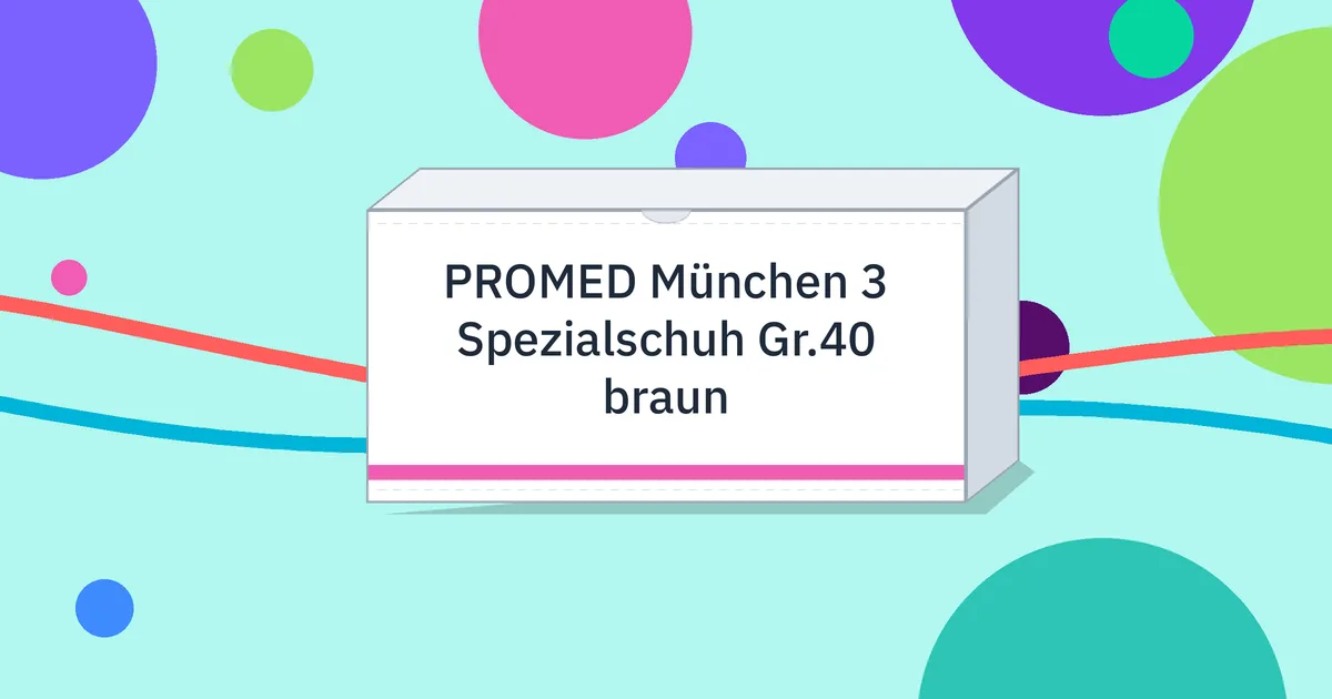 Symbolbild: Packung mit der Aufschrift PROMED München 3 Spezialschuh Gr.40 braun (PZN 05483061) – Verfügbarkeit und Bezug in Apotheken in Frankfurt am Main