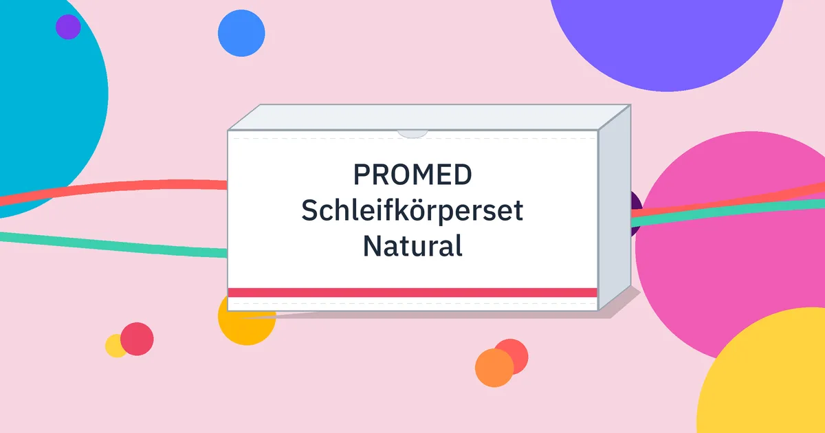 Symbolbild: Packung mit der Aufschrift PROMED Schleifkörperset Natural (PZN 10530992) – Verfügbarkeit und Bezug in Apotheken in Frankfurt am Main