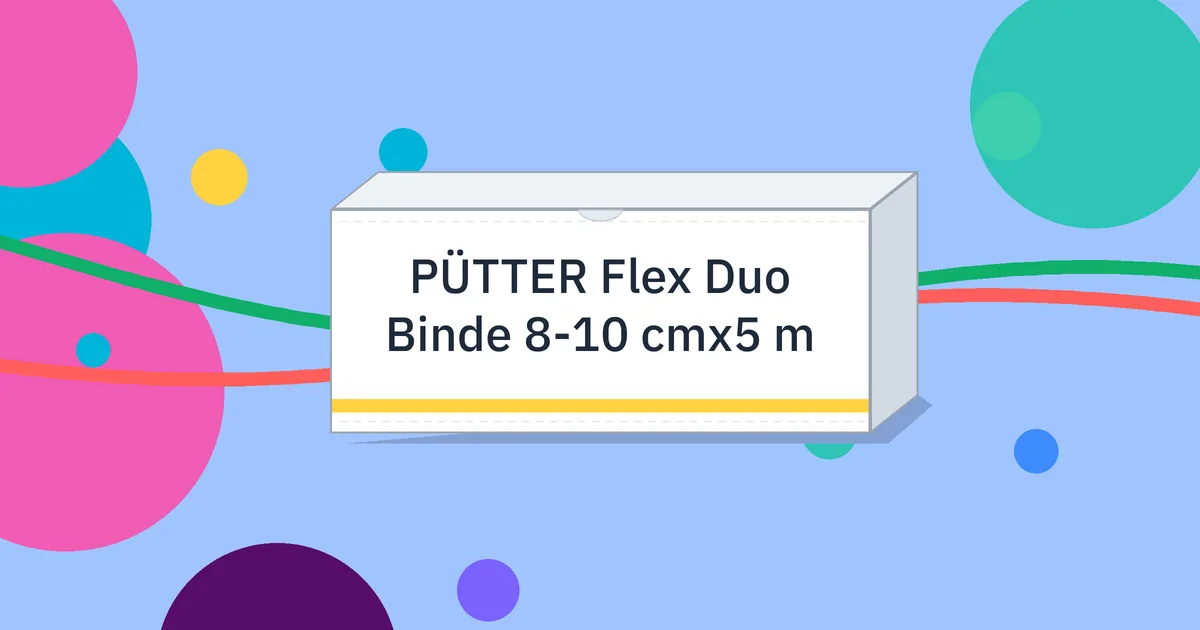 Symbolbild: Packung mit der Aufschrift PÜTTER Flex Duo Binde 8-10 cmx5 m (PZN 14374603) – Verfügbarkeit und Bezug in Apotheken in Frankfurt am Main