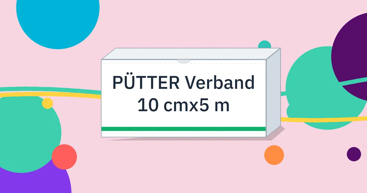 Symbolbild: Packung mit der Aufschrift PÜTTER Verband 10 cmx5 m (PZN 19961920) – Verfügbarkeit und Bezug in Apotheken in Frankfurt am Main