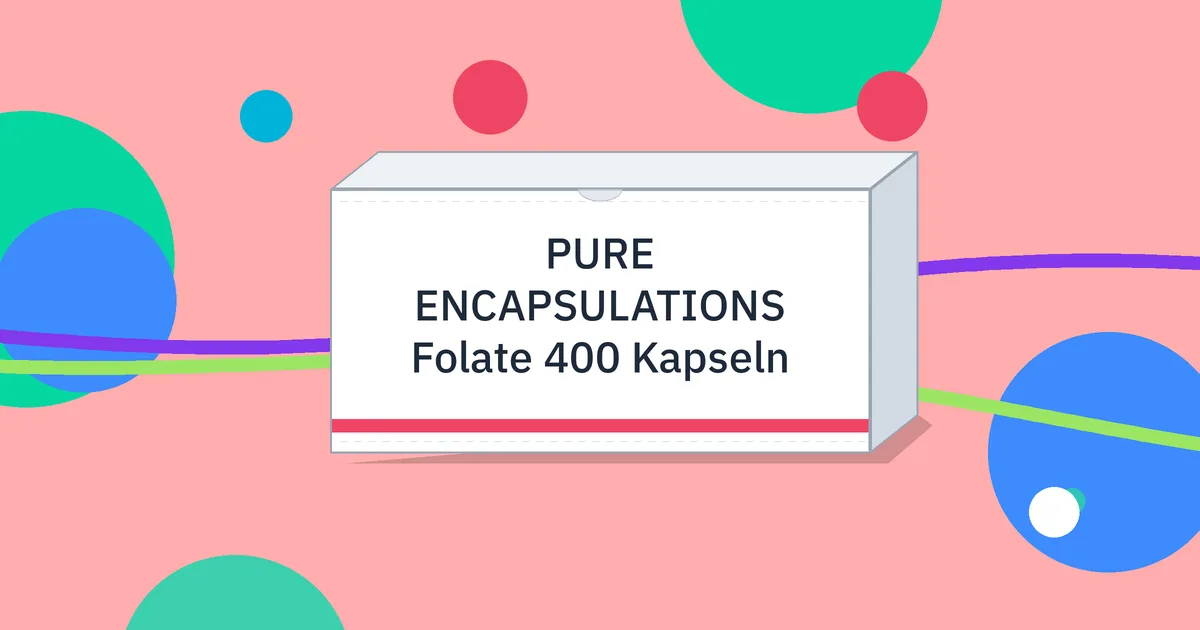 Symbolbild: Packung mit der Aufschrift PURE ENCAPSULATIONS Folate 400 Kapseln (PZN 09506066) – Verfügbarkeit und Bezug in Apotheken in Frankfurt am Main