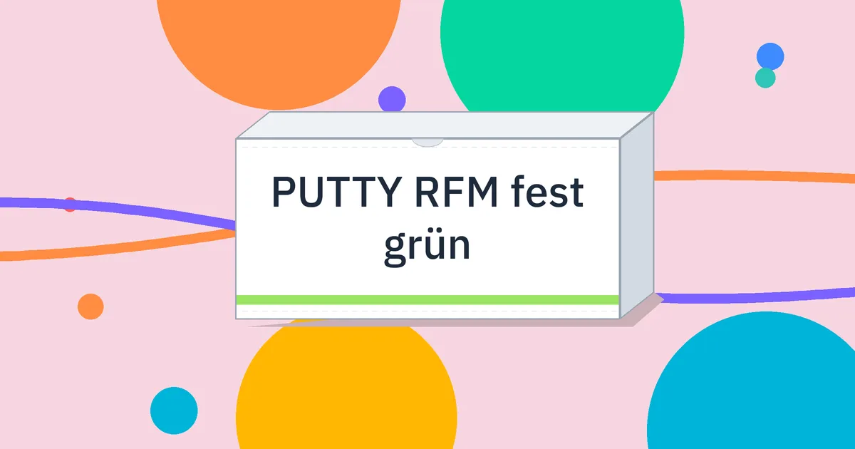 Symbolbild: Packung mit der Aufschrift PUTTY RFM fest grün (PZN 18817977) – Verfügbarkeit und Bezug in Apotheken in Frankfurt am Main