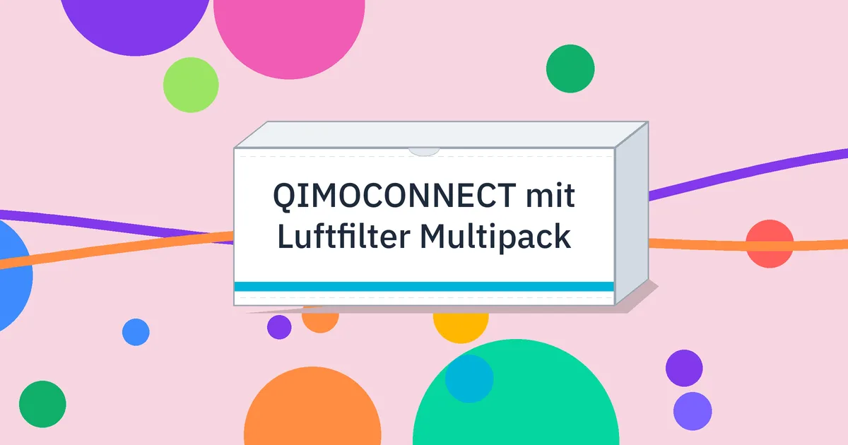 Symbolbild: Packung mit der Aufschrift QIMOCONNECT mit Luftfilter Multipack (PZN 20638087) – Verfügbarkeit und Bezug in Apotheken in Frankfurt am Main