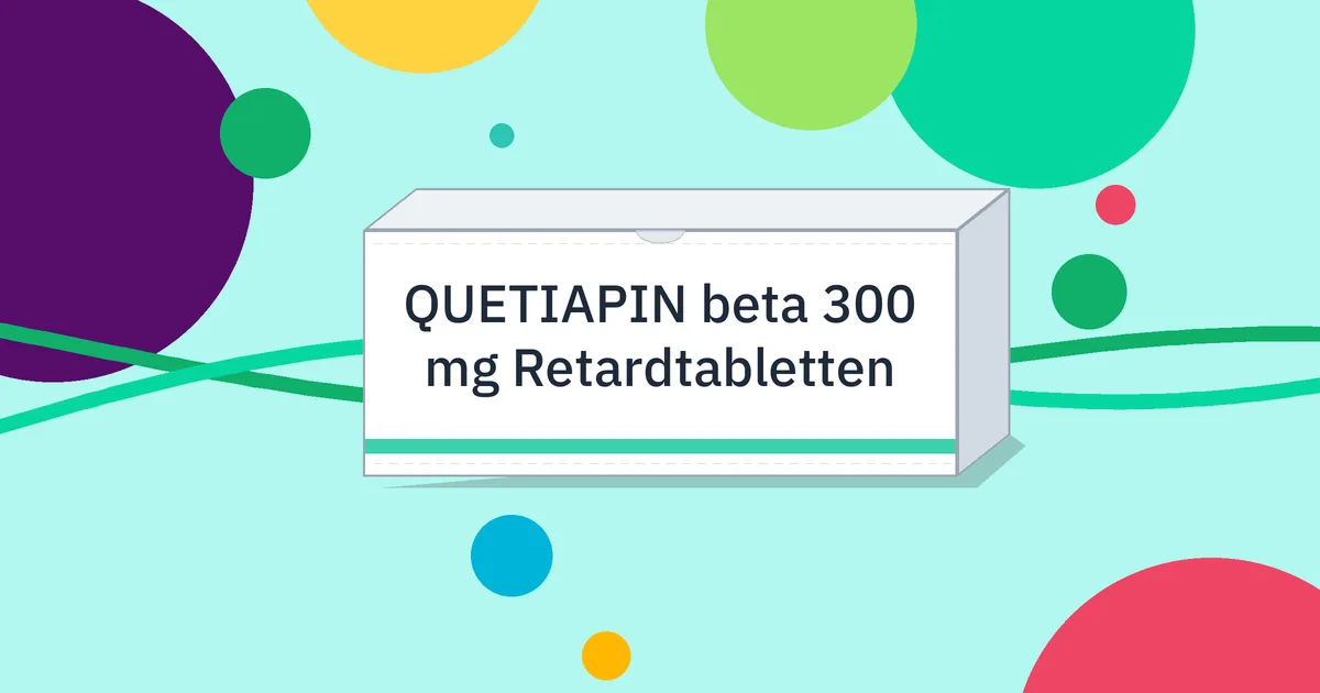 Symbolbild: Packung mit der Aufschrift QUETIAPIN beta 300 mg Retardtabletten (PZN 13700182) – Verfügbarkeit und Bezug in Apotheken in Frankfurt am Main