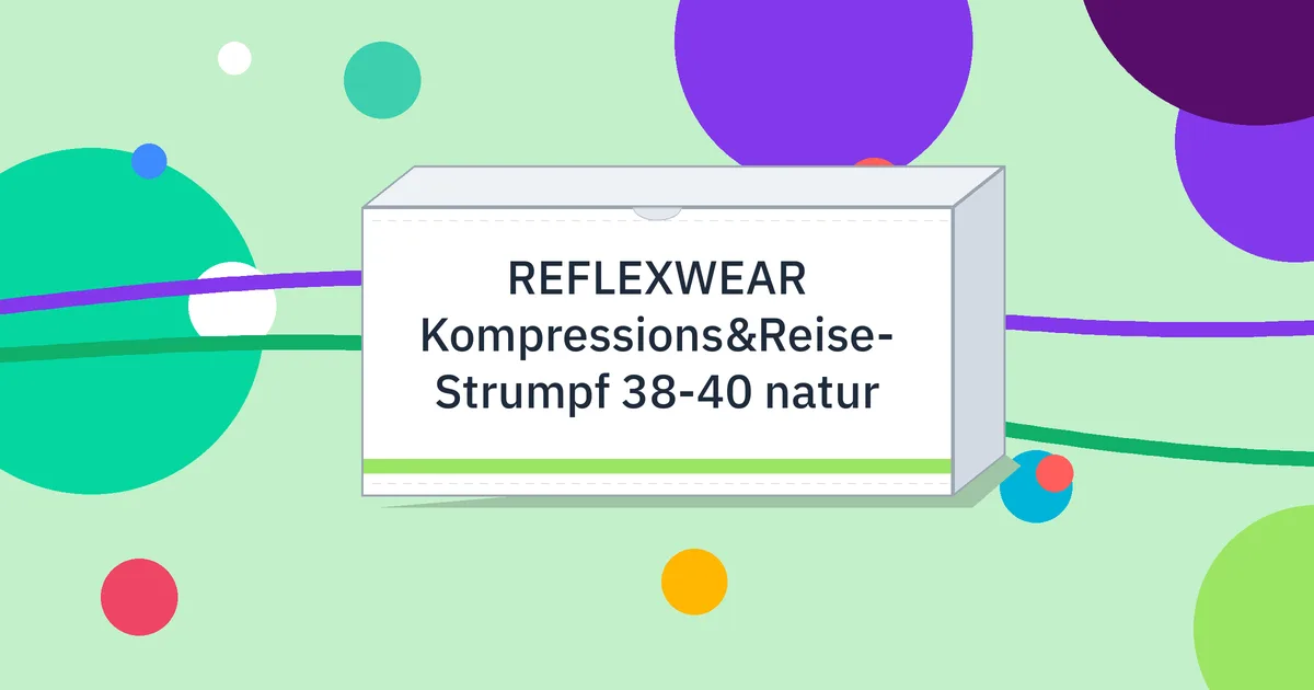 Symbolbild: Packung mit der Aufschrift REFLEXWEAR Kompressions&Reise-Strumpf 38-40 natur (PZN 14401027) – Verfügbarkeit und Bezug in Apotheken in Frankfurt am Main