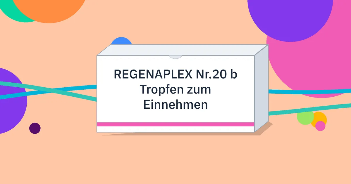Symbolbild: Packung mit der Aufschrift REGENAPLEX Nr.20 b Tropfen zum Einnehmen (PZN 08717068) – Verfügbarkeit und Bezug in Apotheken in Frankfurt am Main