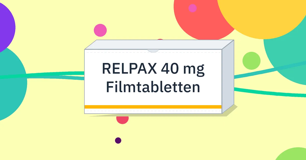 Symbolbild: Packung mit der Aufschrift RELPAX 40 mg Filmtabletten (PZN 11689967) – Verfügbarkeit und Bezug in Apotheken in Frankfurt am Main