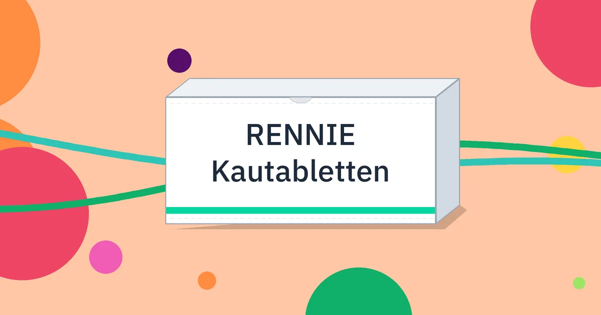 Symbolbild: Packung mit der Aufschrift RENNIE Kautabletten (PZN 13750518) – Verfügbarkeit und Bezug in Apotheken in Frankfurt am Main