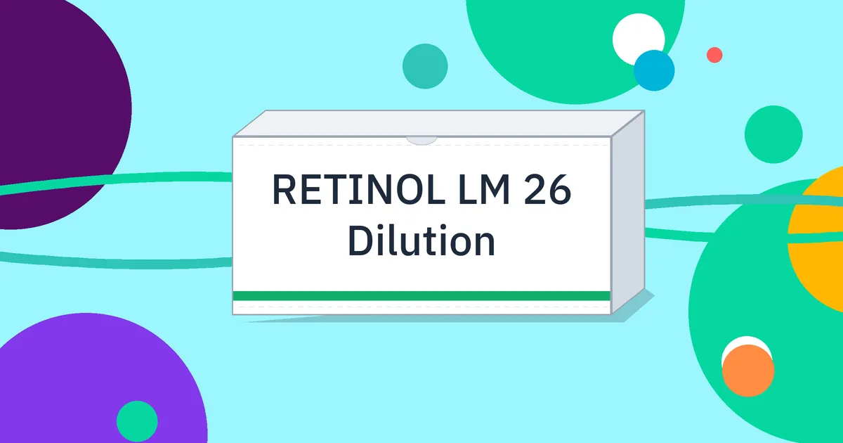 Symbolbild: Packung mit der Aufschrift RETINOL LM 26 Dilution (PZN 13047753) – Verfügbarkeit und Bezug in Apotheken in Frankfurt am Main
