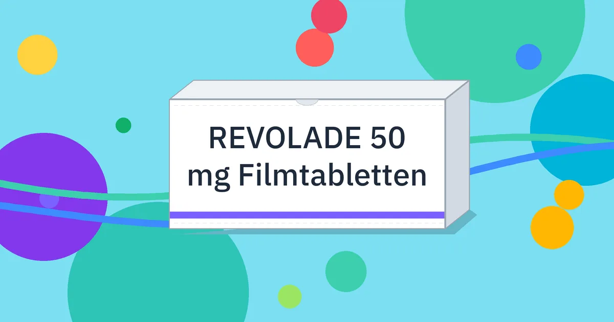 Symbolbild: Packung mit der Aufschrift REVOLADE 50 mg Filmtabletten (PZN 15748833) – Verfügbarkeit und Bezug in Apotheken in Frankfurt am Main