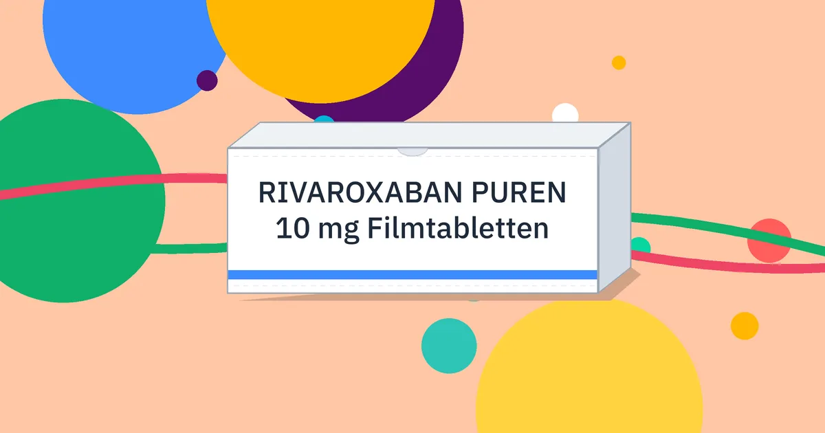 Symbolbild: Packung mit der Aufschrift RIVAROXABAN PUREN 10 mg Filmtabletten (PZN 18736931) – Verfügbarkeit und Bezug in Apotheken in Frankfurt am Main