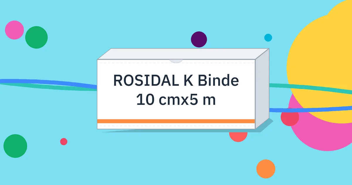 Symbolbild: Packung mit der Aufschrift ROSIDAL K Binde 10 cmx5 m (PZN 16165134) – Verfügbarkeit und Bezug in Apotheken in Frankfurt am Main