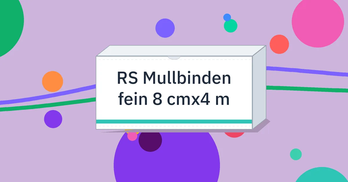 Symbolbild: Packung mit der Aufschrift RS Mullbinden fein 8 cmx4 m (PZN 02954442) – Verfügbarkeit und Bezug in Apotheken in Frankfurt am Main