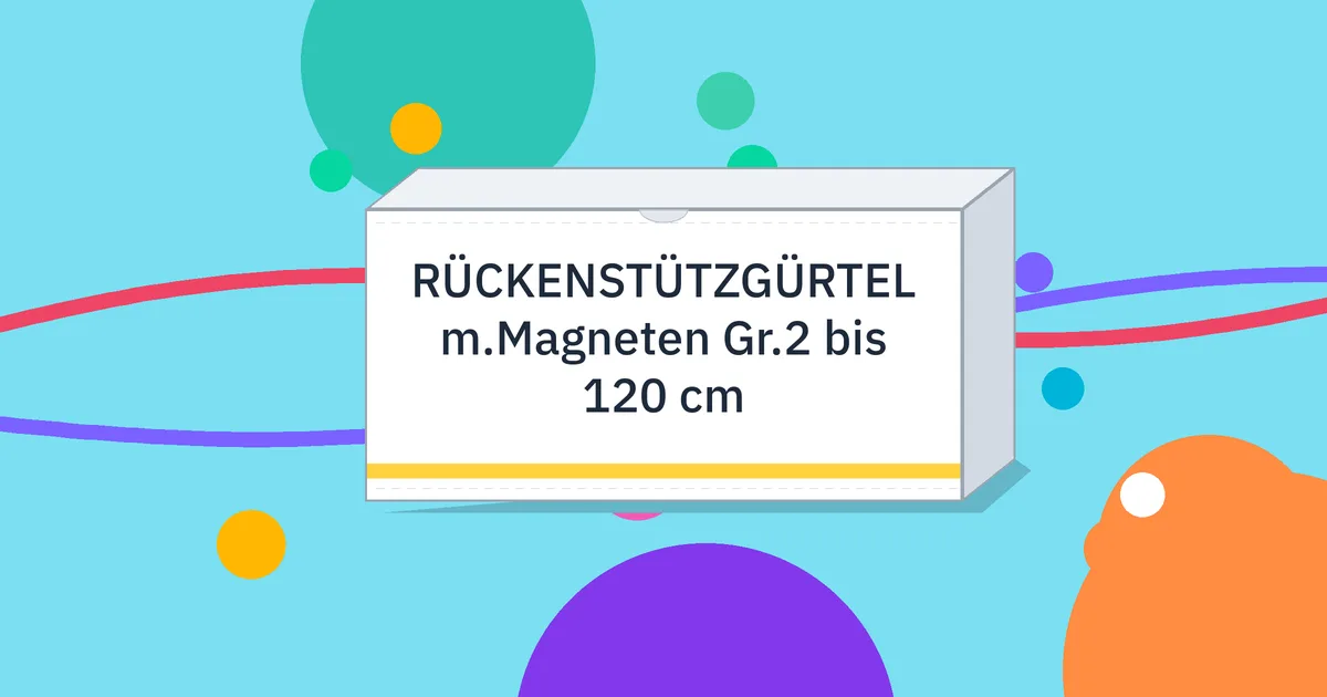 Symbolbild: Packung mit der Aufschrift RÜCKENSTÜTZGÜRTEL m.Magneten Gr.2 bis 120 cm (PZN 00733406) – Verfügbarkeit und Bezug in Apotheken in Frankfurt am Main