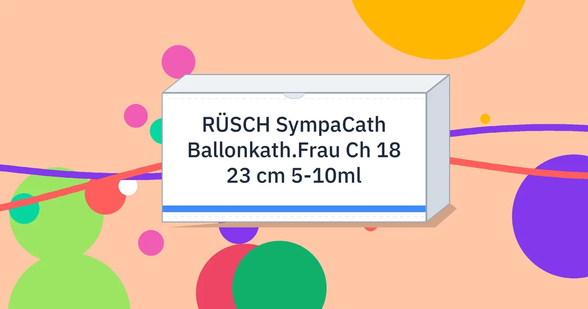 Symbolbild: Packung mit der Aufschrift RÜSCH SympaCath Ballonkath.Frau Ch 18 23 cm 5-10ml (PZN 07710093) – Verfügbarkeit und Bezug in Apotheken in Frankfurt am Main