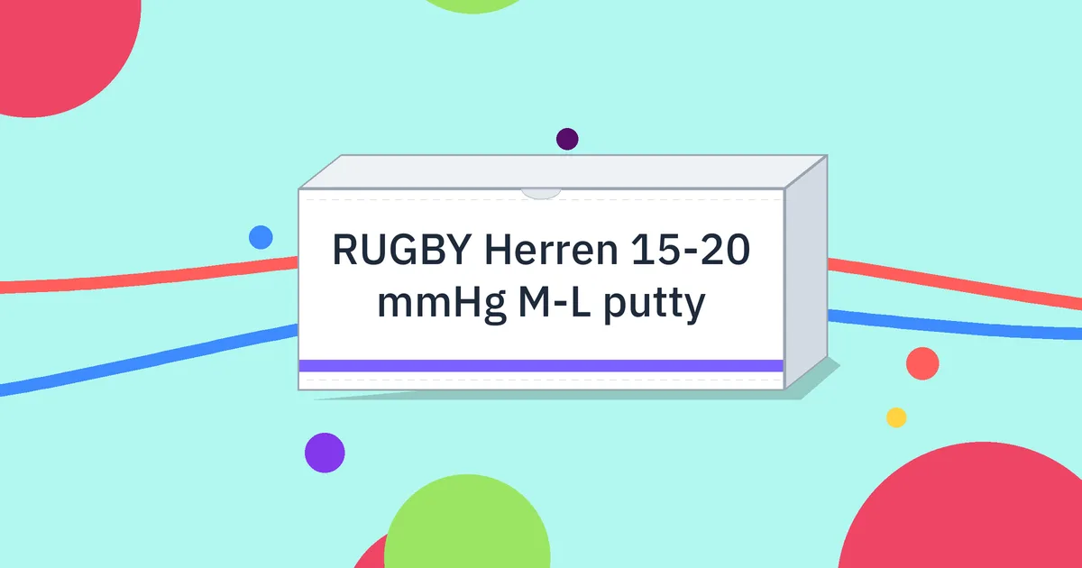 Symbolbild: Packung mit der Aufschrift RUGBY Herren 15-20 mmHg M-L putty (PZN 20112764) – Verfügbarkeit und Bezug in Apotheken in Frankfurt am Main