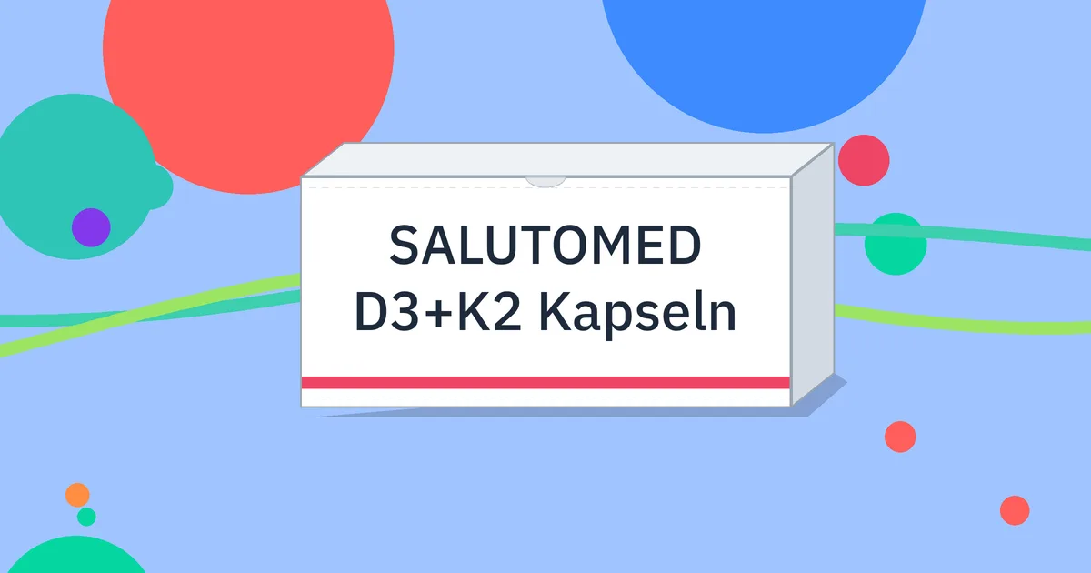 Symbolbild: Packung mit der Aufschrift SALUTOMED D3+K2 Kapseln (PZN 13583635) – Verfügbarkeit und Bezug in Apotheken in Frankfurt am Main