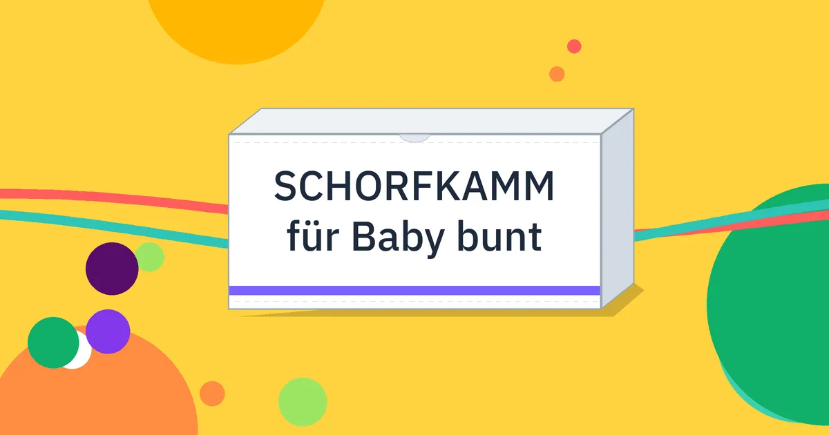Symbolbild: Packung mit der Aufschrift SCHORFKAMM für Baby bunt (PZN 20169126) – Verfügbarkeit und Bezug in Apotheken in Frankfurt am Main