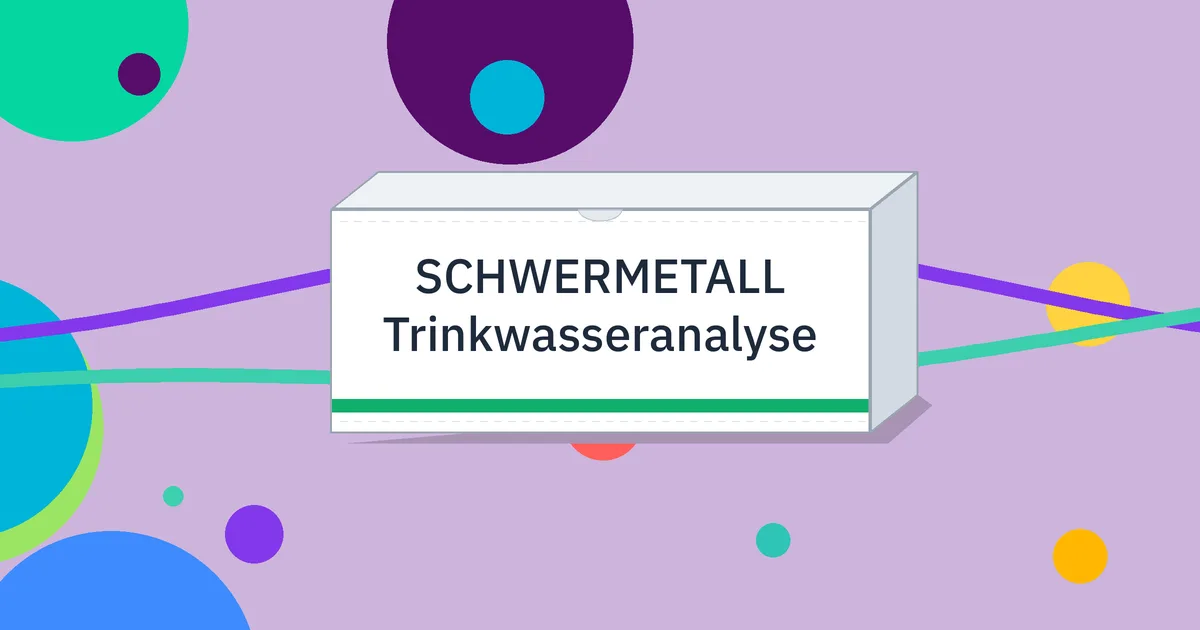 Symbolbild: Packung mit der Aufschrift SCHWERMETALL Trinkwasseranalyse (PZN 10069961) – Verfügbarkeit und Bezug in Apotheken in Frankfurt am Main