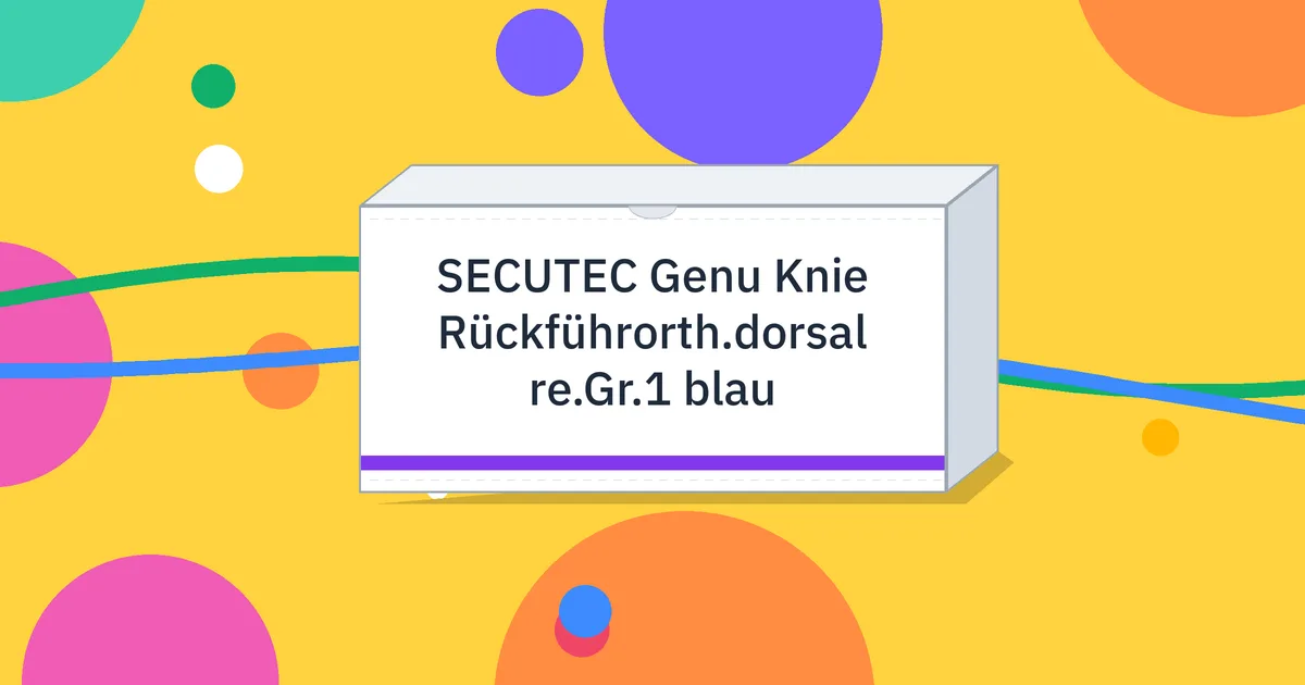 Symbolbild: Packung mit der Aufschrift SECUTEC Genu Knie Rückführorth.dorsal re.Gr.1 blau (PZN 17411204) – Verfügbarkeit und Bezug in Apotheken in Frankfurt am Main