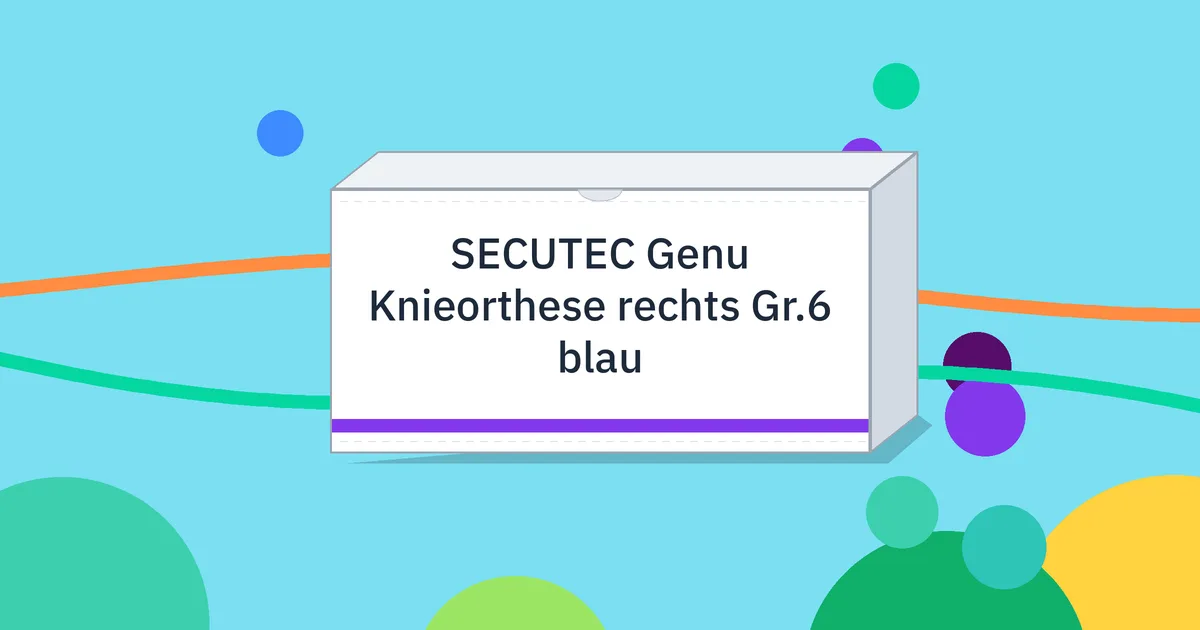 Symbolbild: Packung mit der Aufschrift SECUTEC Genu Knieorthese rechts Gr.6 blau (PZN 12511272) – Verfügbarkeit und Bezug in Apotheken in Frankfurt am Main