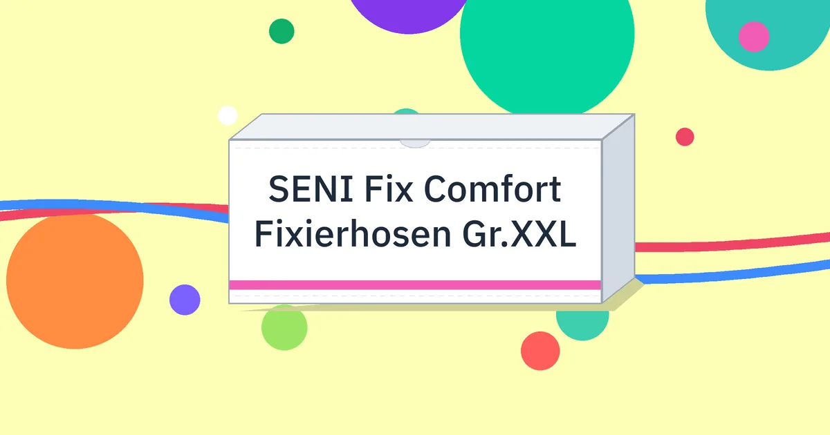 Symbolbild: Packung mit der Aufschrift SENI Fix Comfort Fixierhosen Gr.XXL (PZN 12664892) – Verfügbarkeit und Bezug in Apotheken in Frankfurt am Main