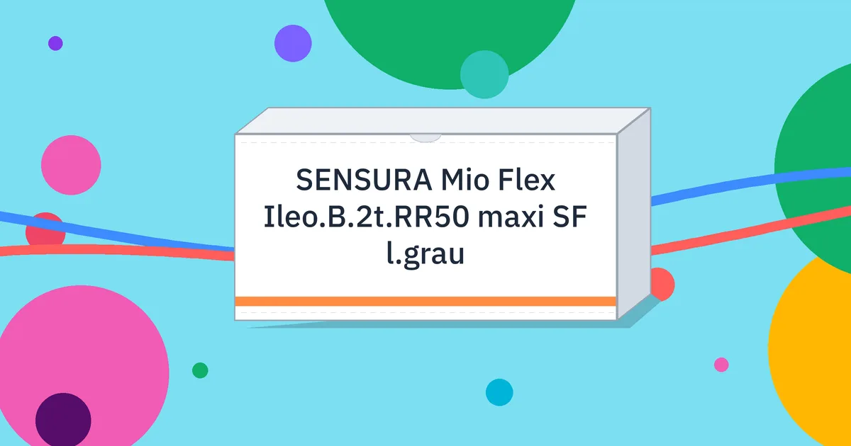 Symbolbild: Packung mit der Aufschrift SENSURA Mio Flex Ileo.B.2t.RR50 maxi SF l.grau (PZN 10739657) – Verfügbarkeit und Bezug in Apotheken in Frankfurt am Main