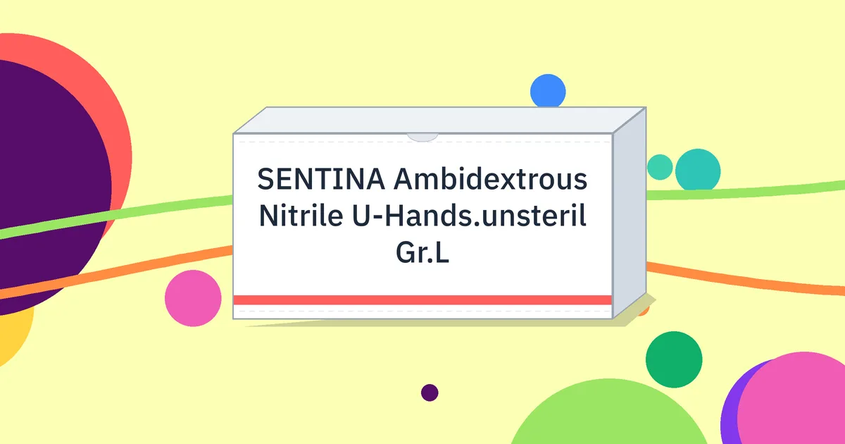 Symbolbild: Packung mit der Aufschrift SENTINA Ambidextrous Nitrile U-Hands.unsteril Gr.L (PZN 17516038) – Verfügbarkeit und Bezug in Apotheken in Frankfurt am Main