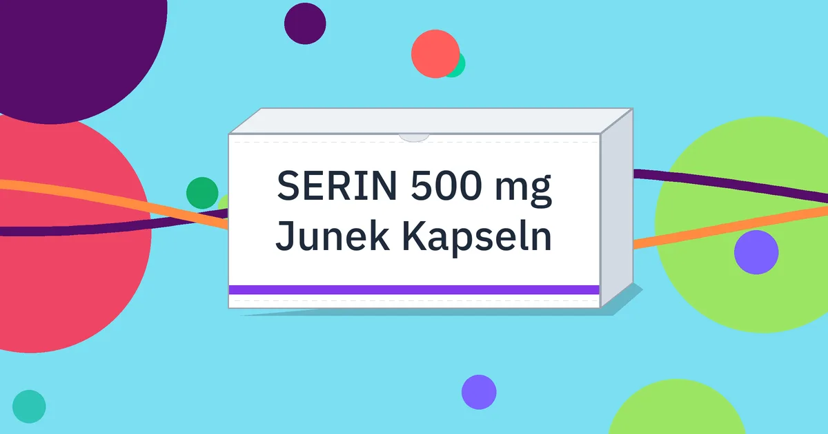 Symbolbild: Packung mit der Aufschrift SERIN 500 mg Junek Kapseln (PZN 00131908) – Verfügbarkeit und Bezug in Apotheken in Frankfurt am Main