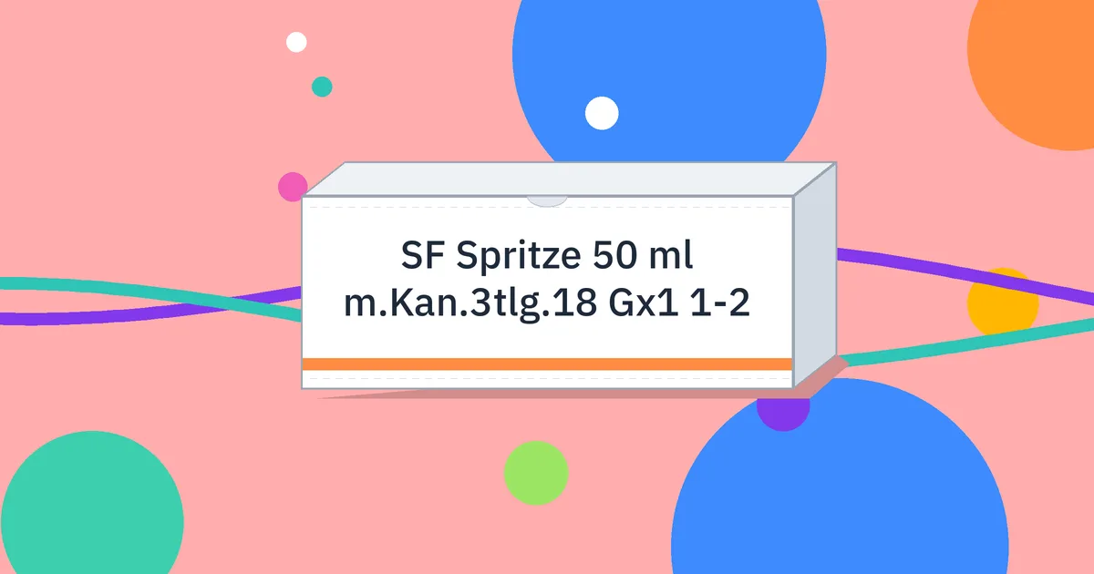 Symbolbild: Packung mit der Aufschrift SF Spritze 50 ml m.Kan.3tlg.18 Gx1 1-2 (PZN 15239876) – Verfügbarkeit und Bezug in Apotheken in Frankfurt am Main