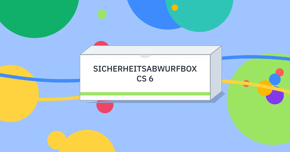 Symbolbild: Packung mit der Aufschrift SICHERHEITSABWURFBOX CS 6 (PZN 06403294) – Verfügbarkeit und Bezug in Apotheken in Frankfurt am Main