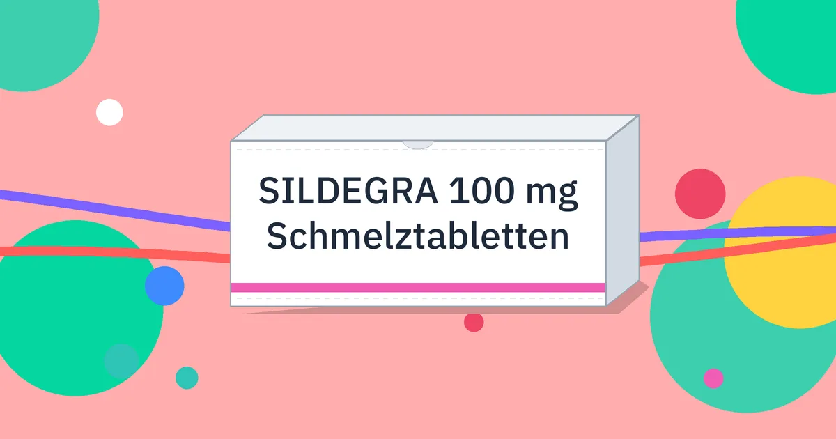 Symbolbild: Packung mit der Aufschrift SILDEGRA 100 mg Schmelztabletten (PZN 04756953) – Verfügbarkeit und Bezug in Apotheken in Frankfurt am Main
