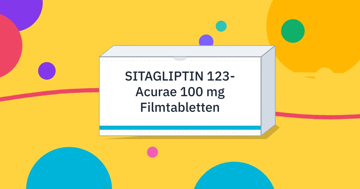Symbolbild: Packung mit der Aufschrift SITAGLIPTIN 123-Acurae 100 mg Filmtabletten (PZN 19178947) – Verfügbarkeit und Bezug in Apotheken in Frankfurt am Main