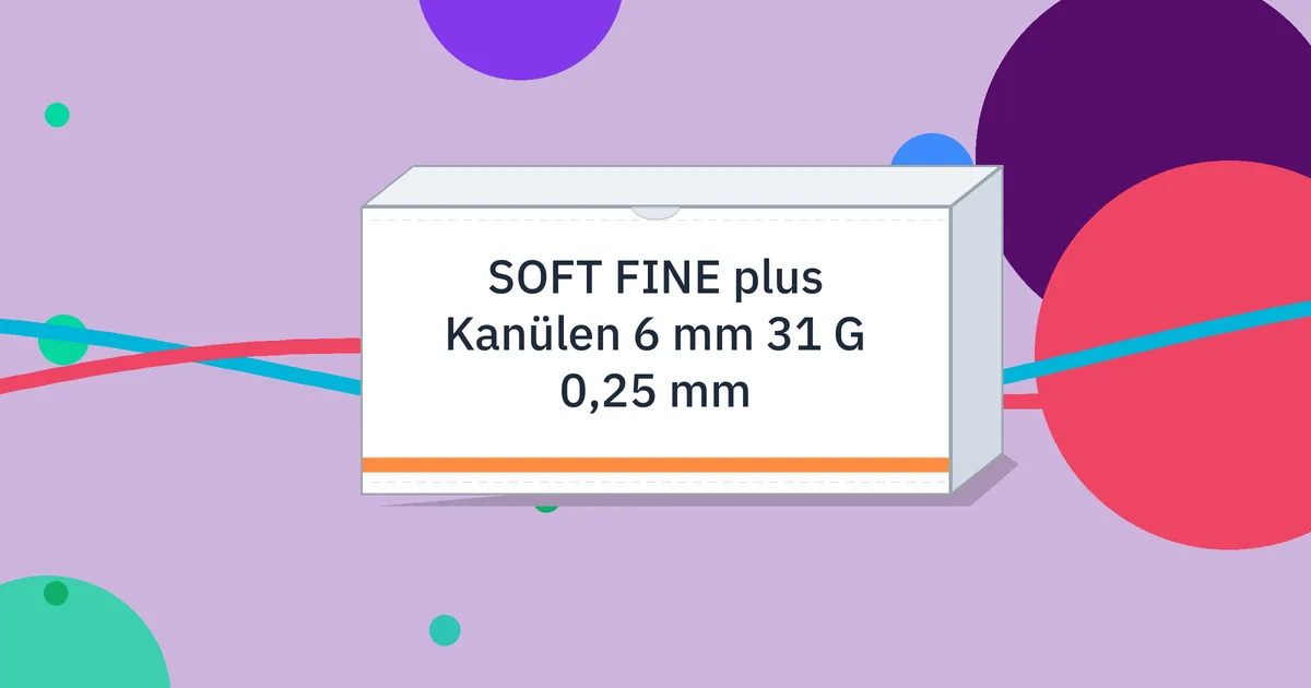 Symbolbild: Packung mit der Aufschrift SOFT FINE plus Kanülen 6 mm 31 G 0,25 mm (PZN 09728654) – Verfügbarkeit und Bezug in Apotheken in Frankfurt am Main