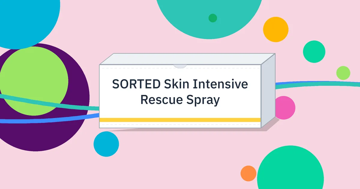 Symbolbild: Packung mit der Aufschrift SORTED Skin Intensive Rescue Spray (PZN 19747003) – Verfügbarkeit und Bezug in Apotheken in Frankfurt am Main