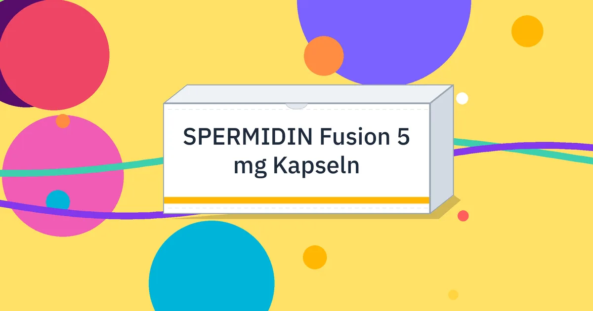 Symbolbild: Packung mit der Aufschrift SPERMIDIN Fusion 5 mg Kapseln (PZN 19386404) – Verfügbarkeit und Bezug in Apotheken in Frankfurt am Main