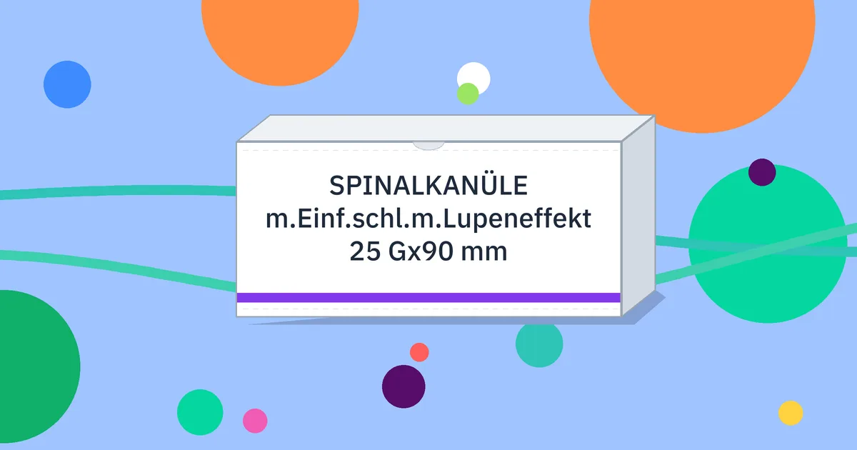 Symbolbild: Packung mit der Aufschrift SPINALKANÜLE m.Einf.schl.m.Lupeneffekt 25 Gx90 mm (PZN 03950015) – Verfügbarkeit und Bezug in Apotheken in Frankfurt am Main