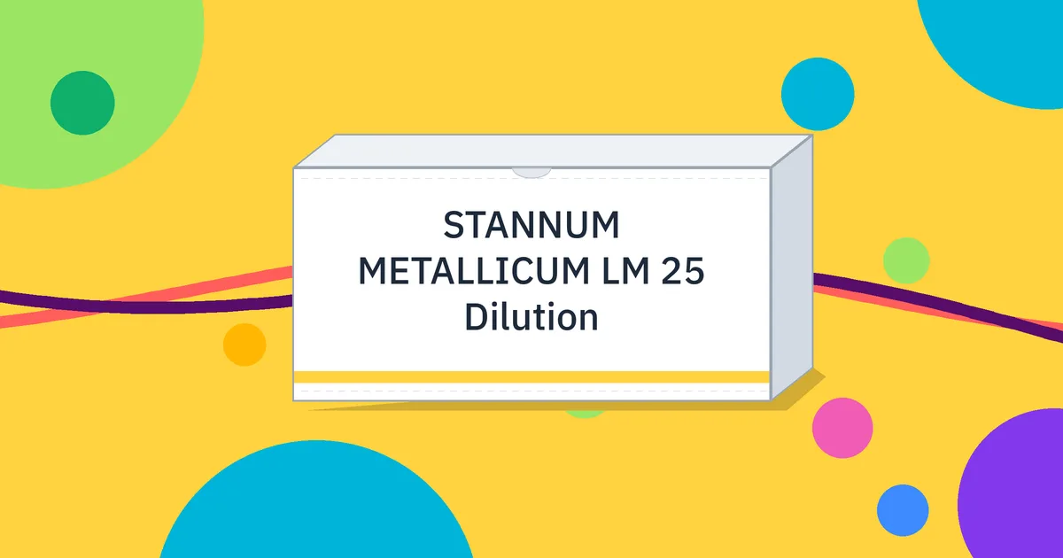 Symbolbild: Packung mit der Aufschrift STANNUM METALLICUM LM 25 Dilution (PZN 13199339) – Verfügbarkeit und Bezug in Apotheken in Frankfurt am Main