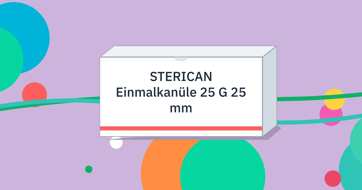 Symbolbild: Packung mit der Aufschrift STERICAN Einmalkanüle 25 G 25 mm (PZN 18746390) – Verfügbarkeit und Bezug in Apotheken in Frankfurt am Main